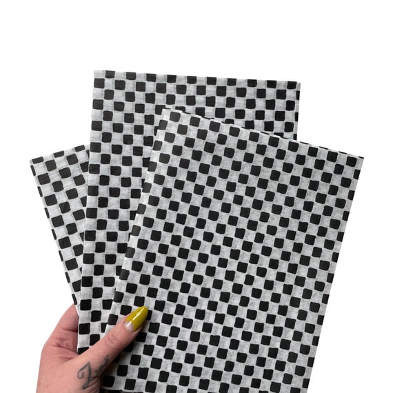BLACK & WHITE CHECKER tissue paper sheets gift present wrapping craft ...