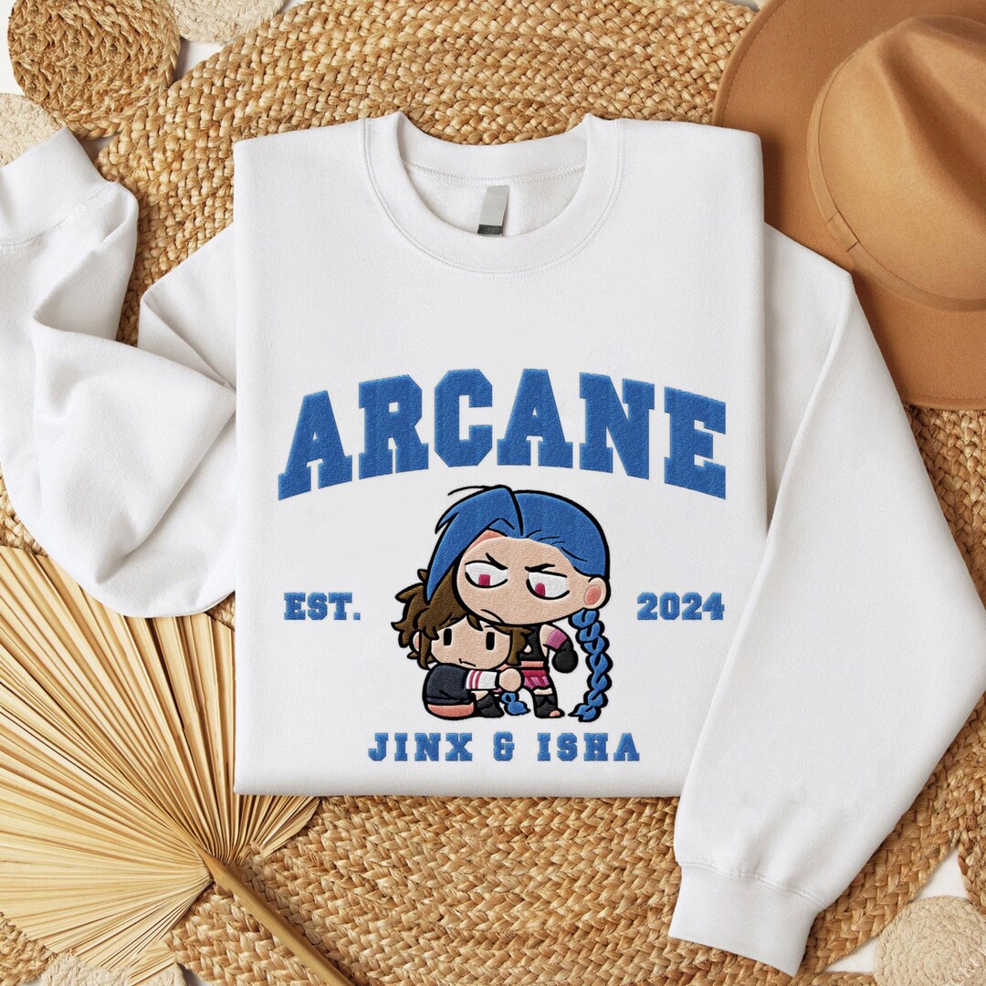 Jinx and Isha Chibi Embroidered Sweatshirt, Arcane Character ...