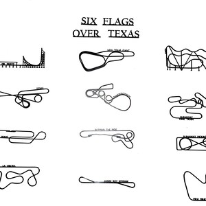 Six Flags Over Texas Roller Coaster 3D Print Wall Art Set Track Layout ...