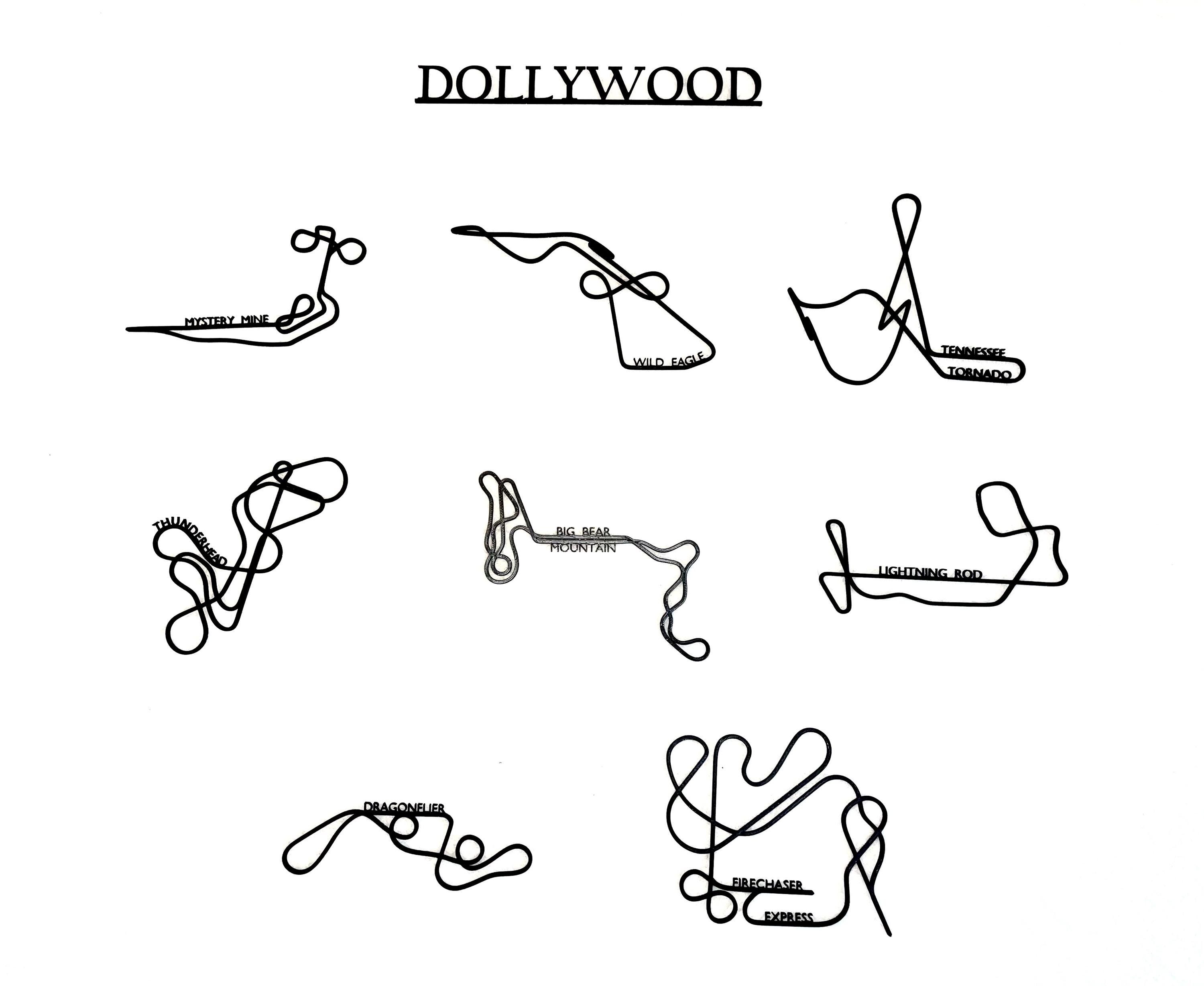 Dollywood Roller Coaster 3D Print Wall Art Set Dollywood Track ...