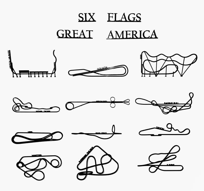 Six Flags Great America Set, 3D Print, Six Flags, Six Flags Track ...