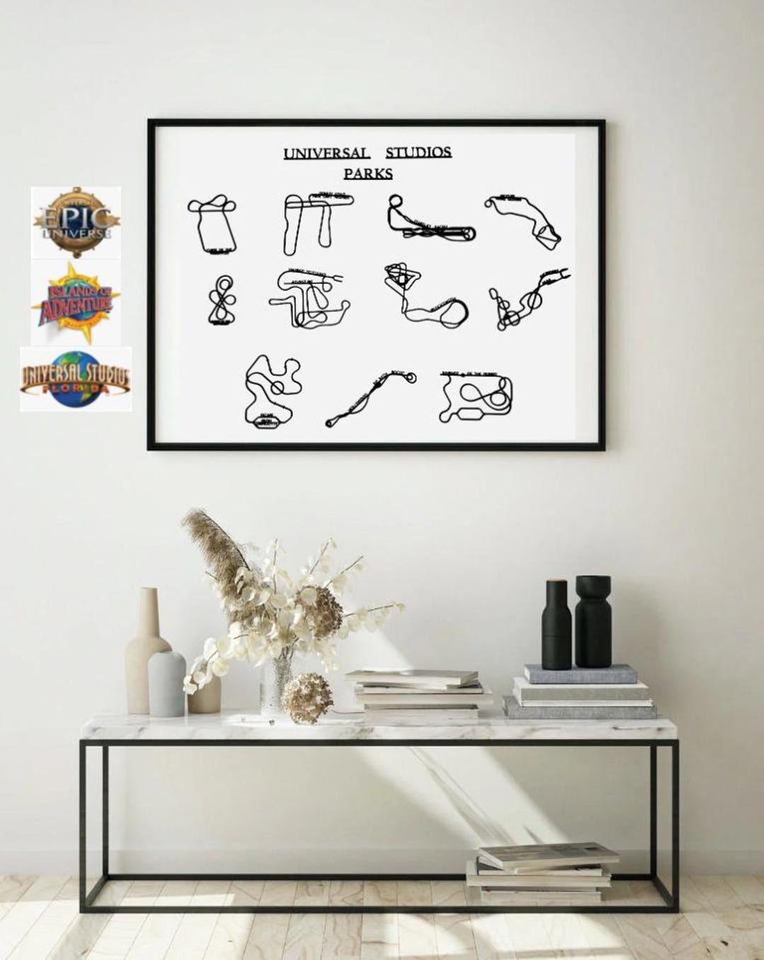 Universal Studios Parks Roller Coaster 3D Print Wall Art Set Track ...