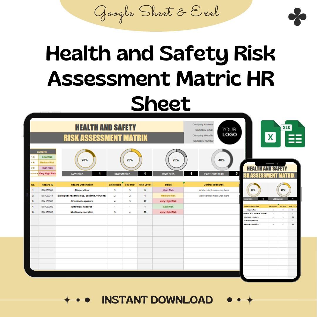 Health and Safety Risk Assessment Matrix HR Sheet | Workplace Safety ...