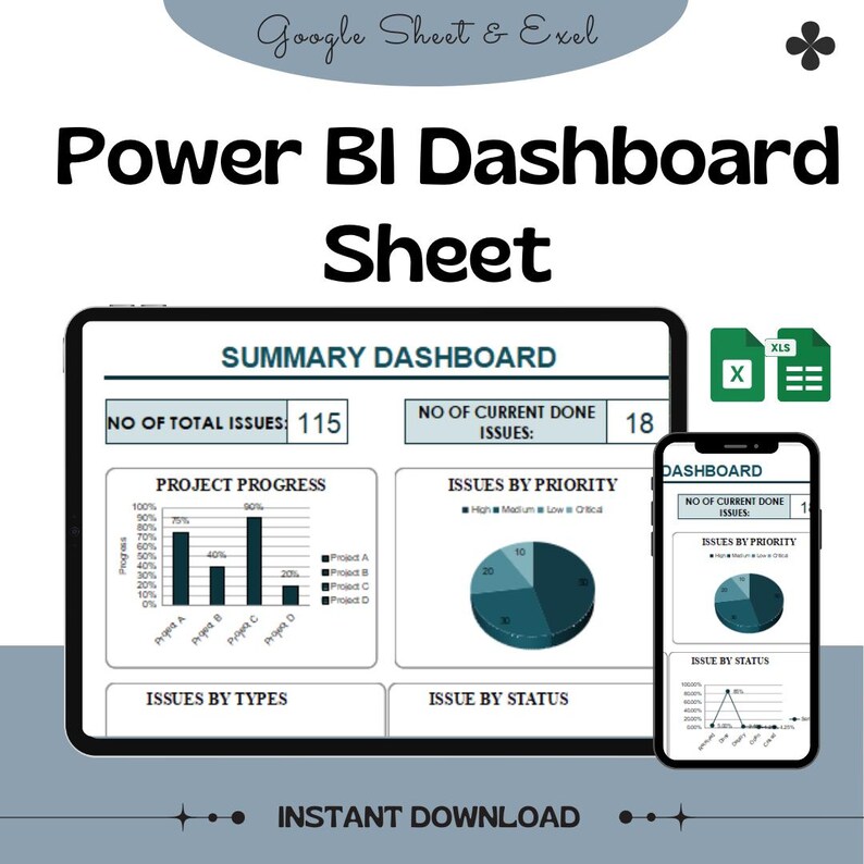 Power BI Dashboard Sheet | Issue Tracking & Project Management ...