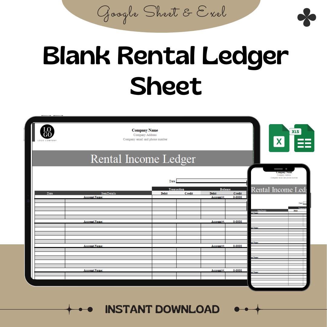 Rental Income Ledger Template - Editable Google Sheet & Excel ...