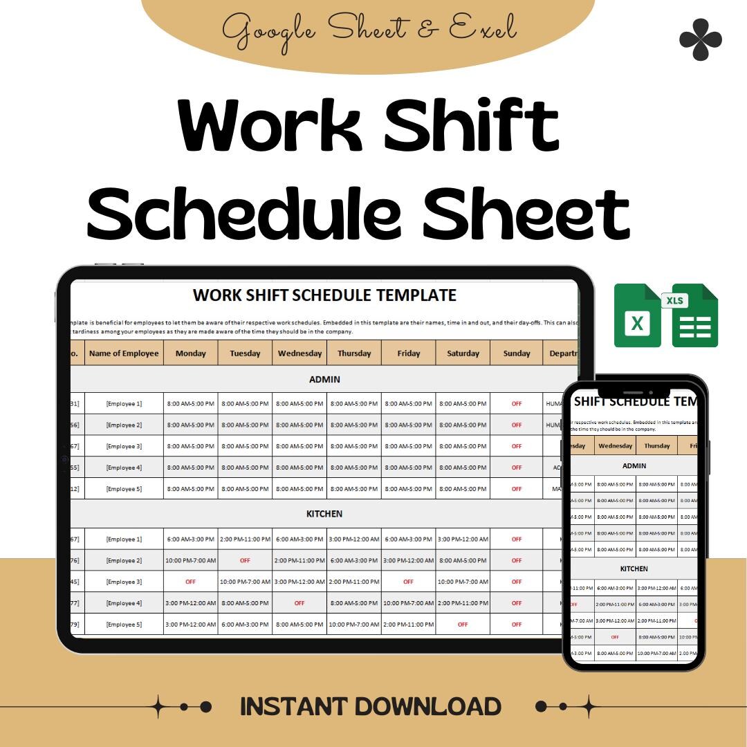 Work Shift Schedule Spreadsheet | Employee Scheduling Template | Shift ...