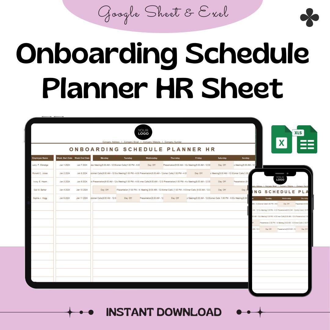 Onboarding Schedule Planner HR Sheet | Employee Training Tracker | New ...