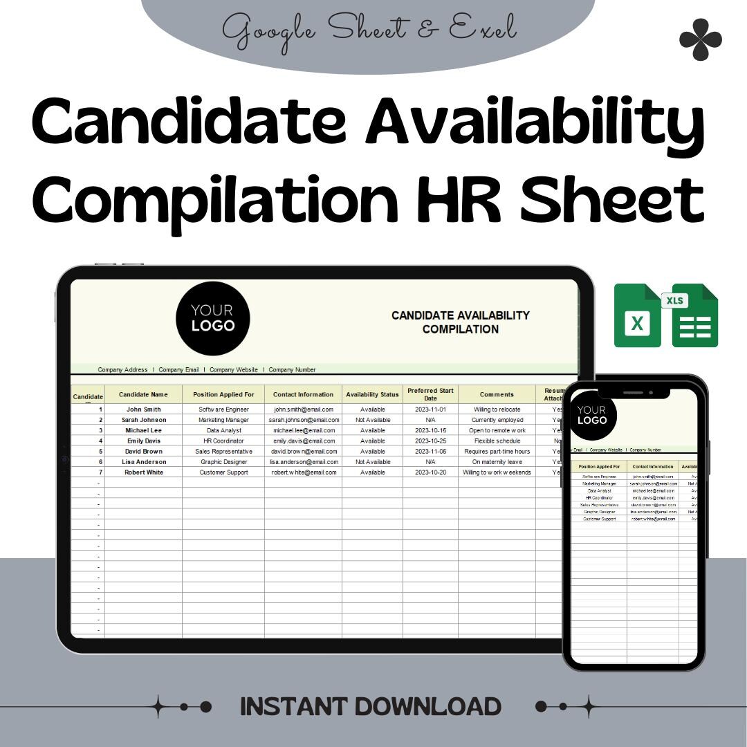 Candidate Availability Tracker HR Sheet | Candidate Availability ...