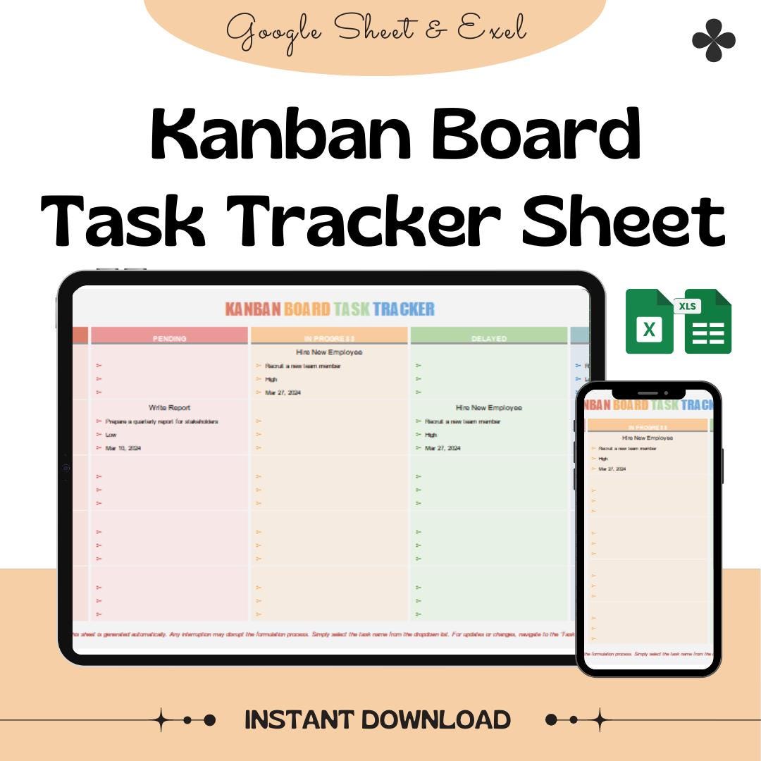 Kanban Board Task Tracker | Digital Task Management Template | Workflow ...