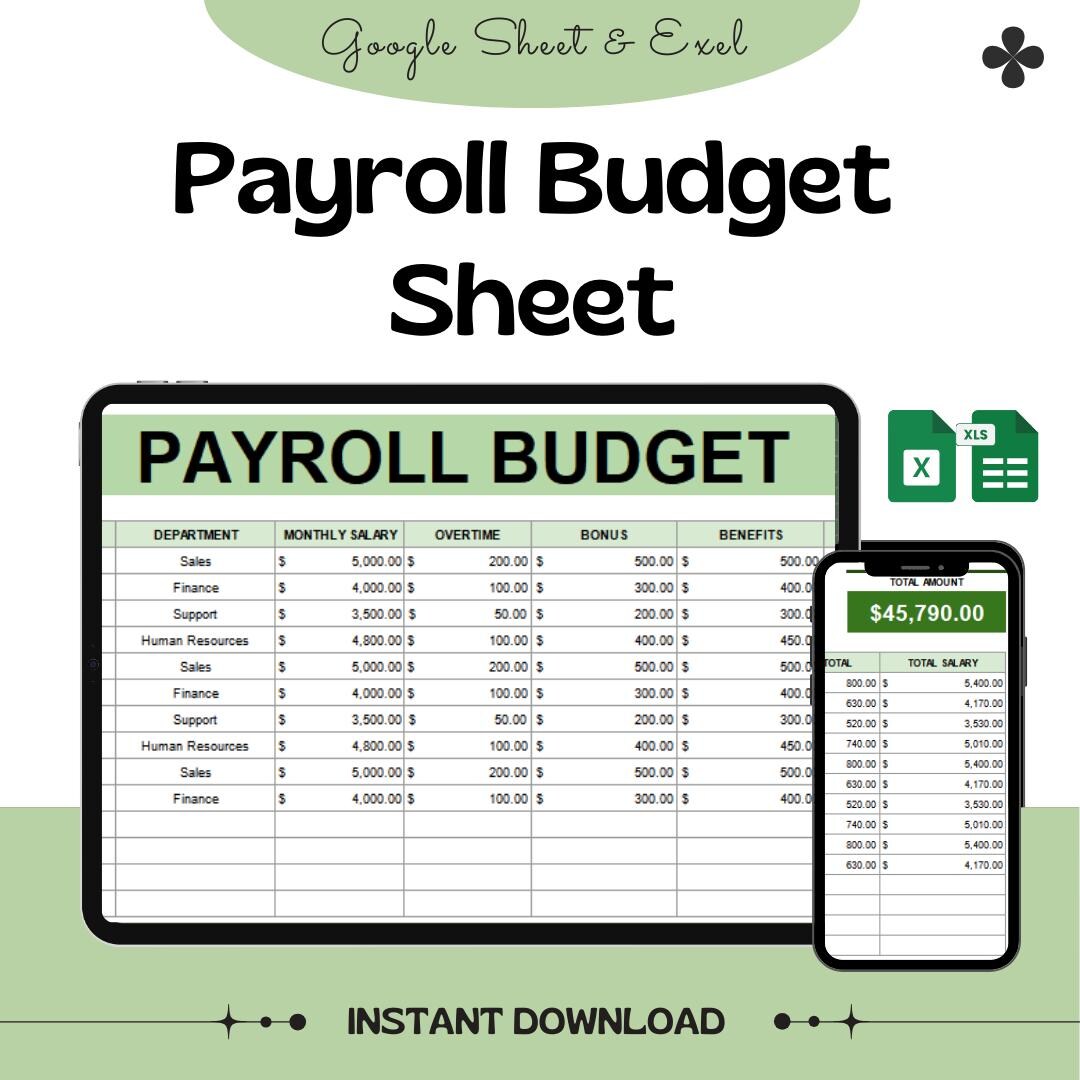 Payroll Budget Template | Salary & Benefits Tracker | HR Payroll ...