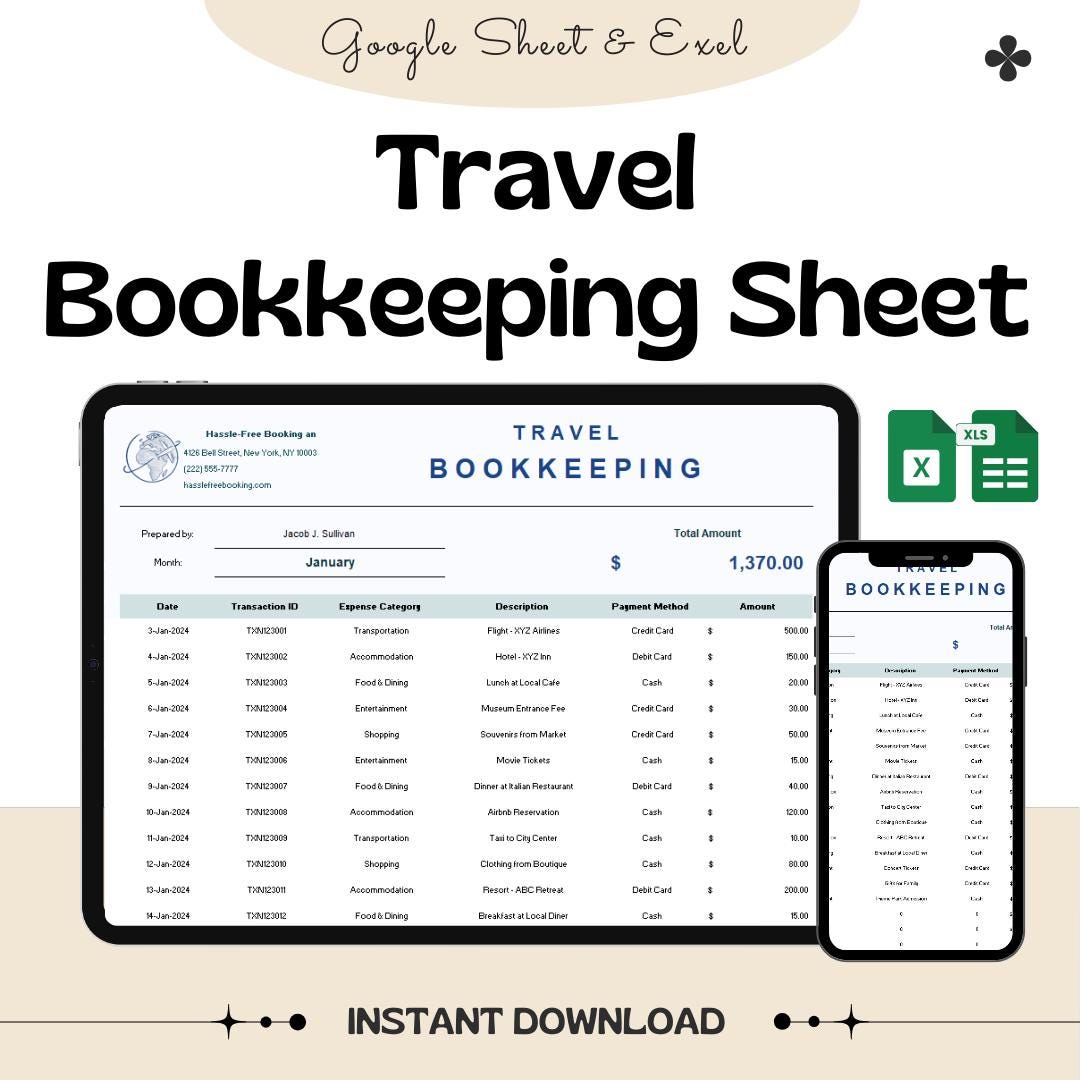 Restaurant Bookkeeping Template - Track Income & Expenses - Excel and ...