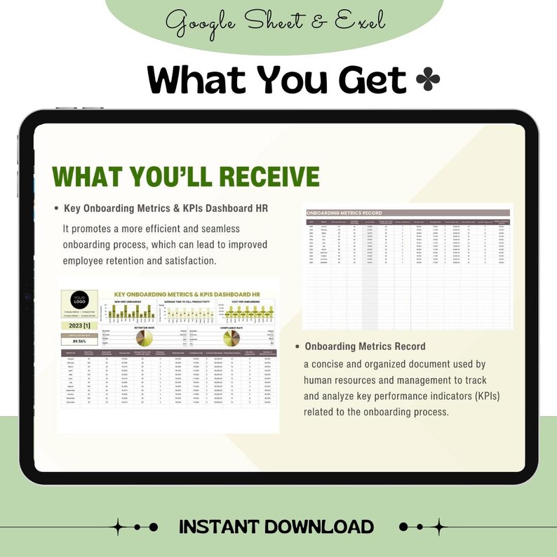 Key Onboarding Metrics & Kpis Dashboard HR Sheet | Employee Performance ...