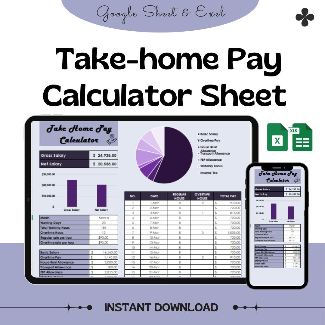 Take-home Pay Calculator | Salary Tracker Excel & Google Sheets ...
