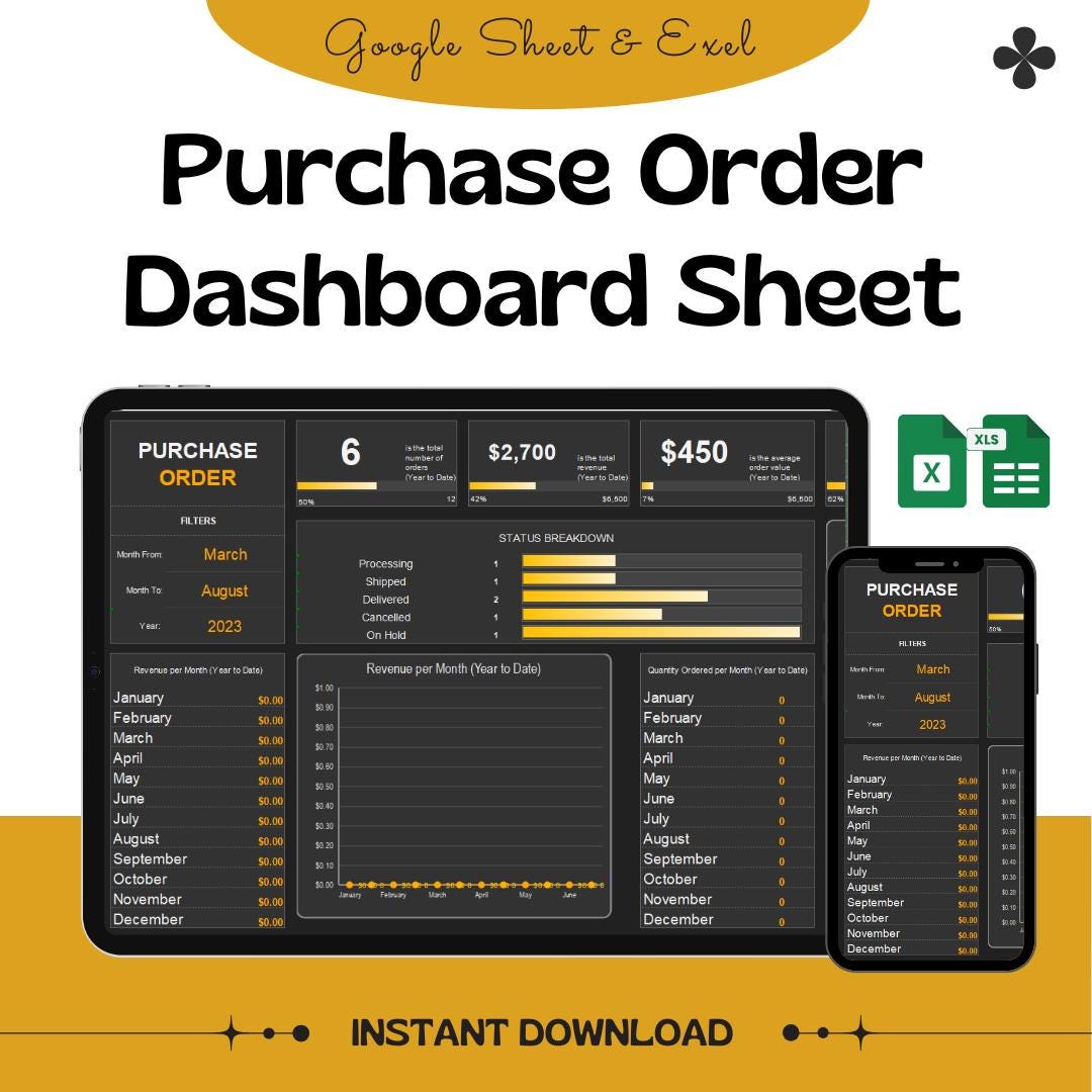Purchase Order Dashboard Template | Track Orders, Manage Procurement ...