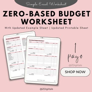 Zero-based Budget Worksheet Excel Template Printable & Editable ...