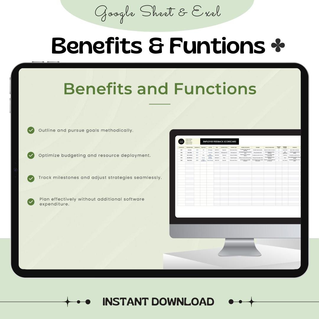 Employee Feedback Scorecard HR Sheet | Performance Review Tracker | HR ...