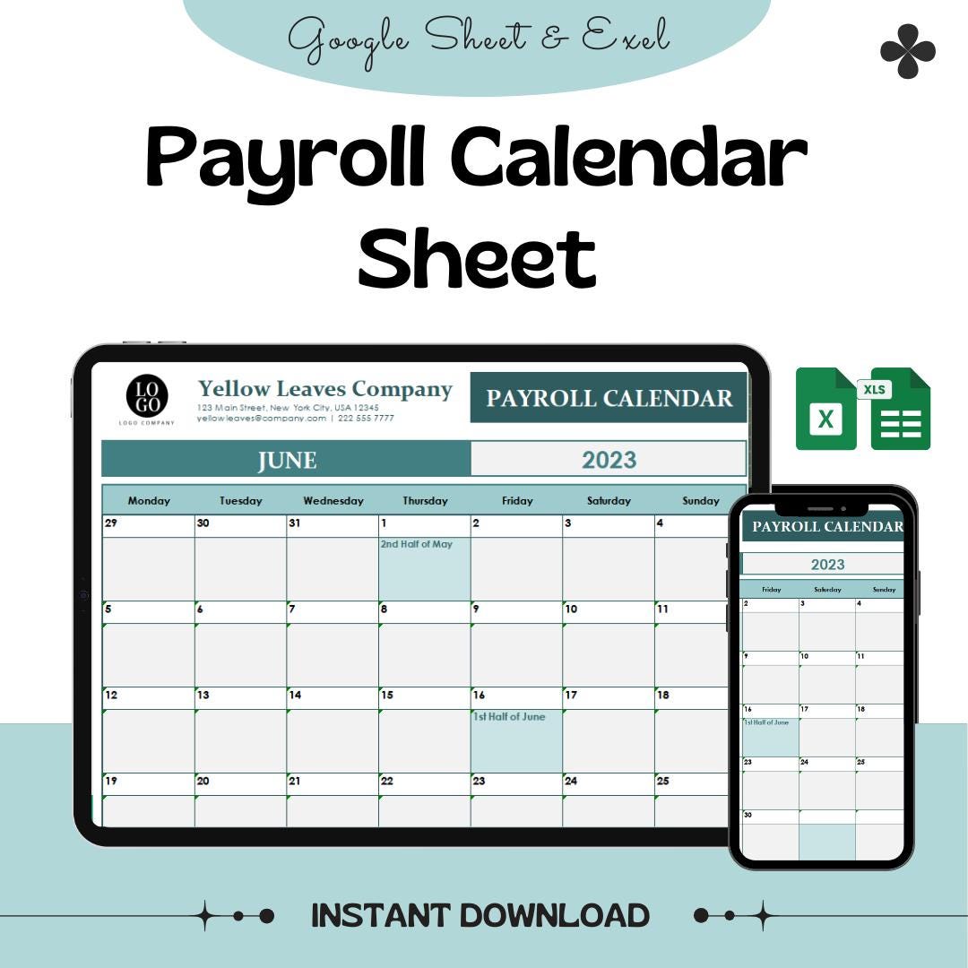Payroll Tracker and Pay Schedule Planner, Employee Payroll Calendar ...