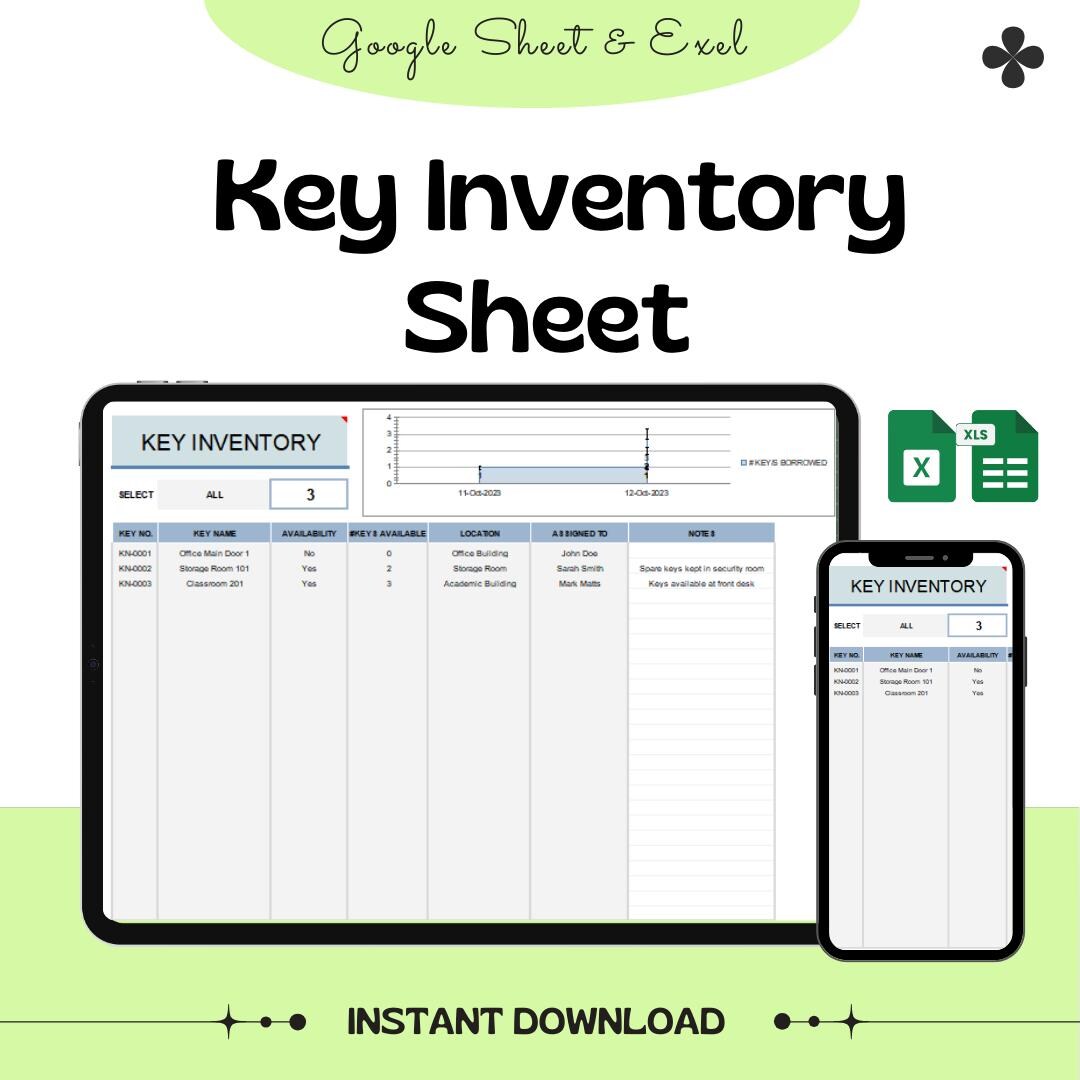 Key Inventory Sheet | Key Management System | Digital Access Log ...