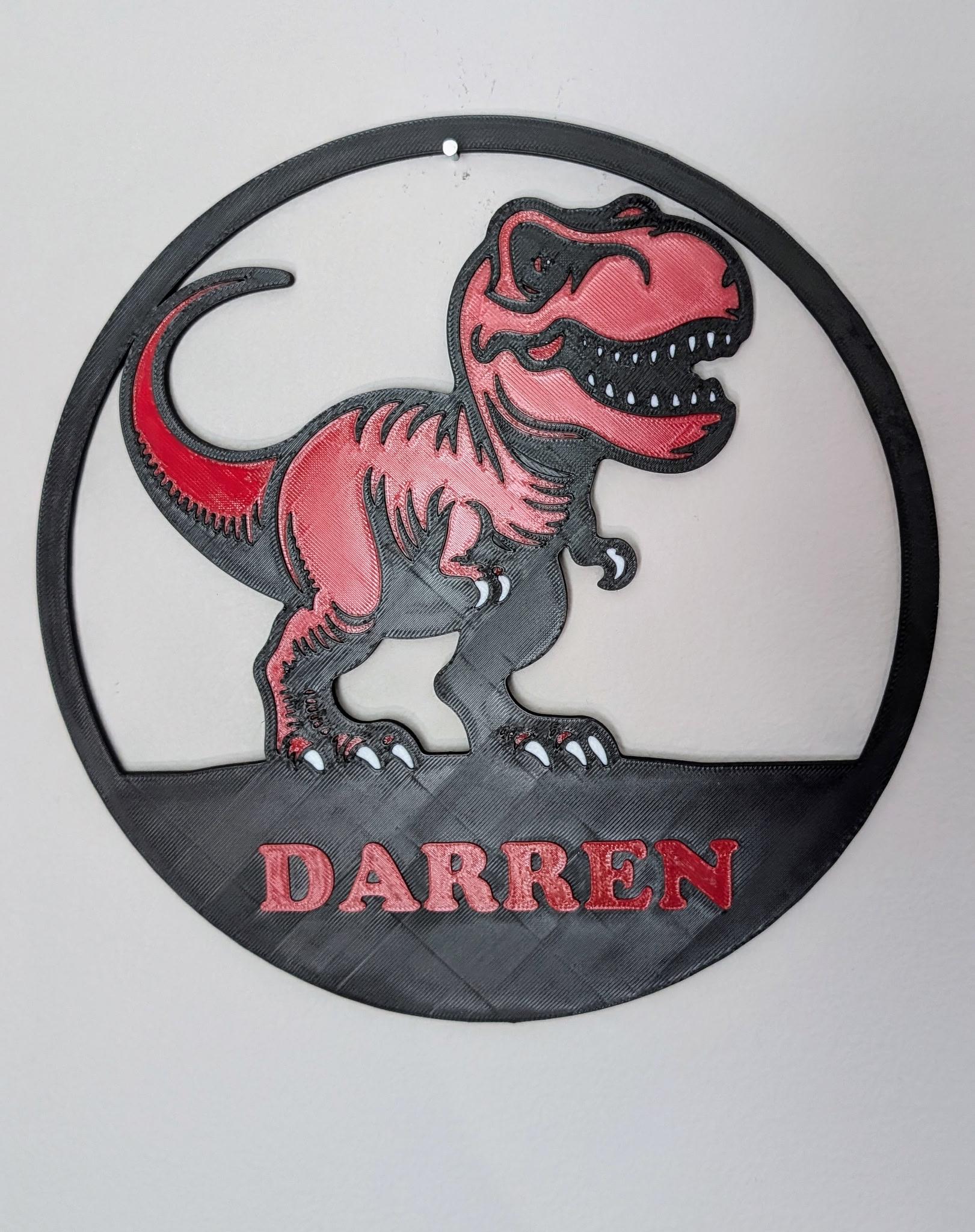 Custom T-rex Name Plaque – 3D Printed Dinosaur Wall Decor - Etsy