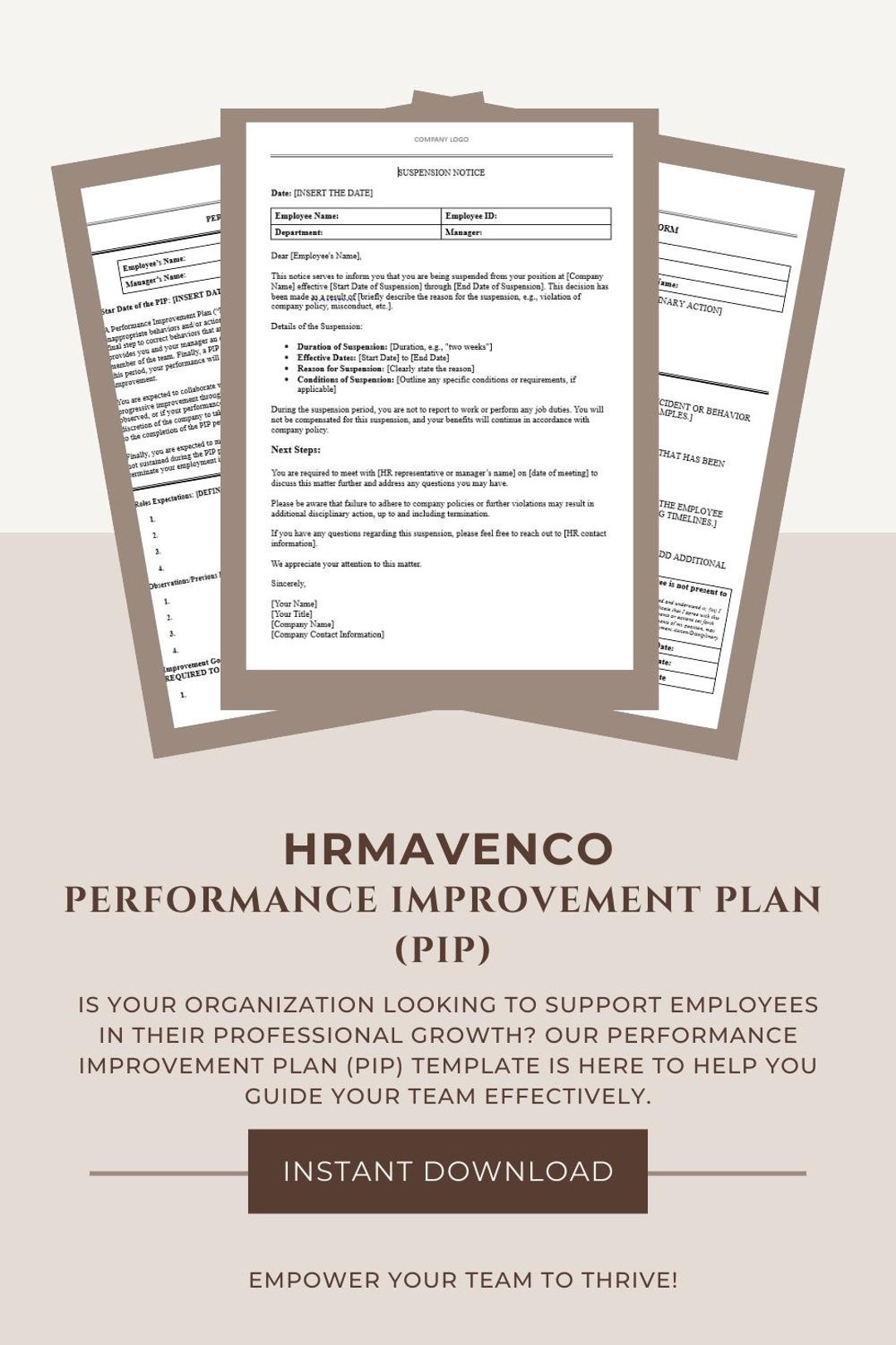 Customizable Performance Improvement Plan Template | Editable PIP ...