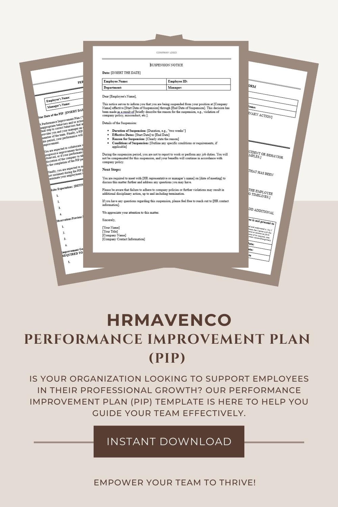 Customizable Performance Improvement Plan Template | Editable PIP ...