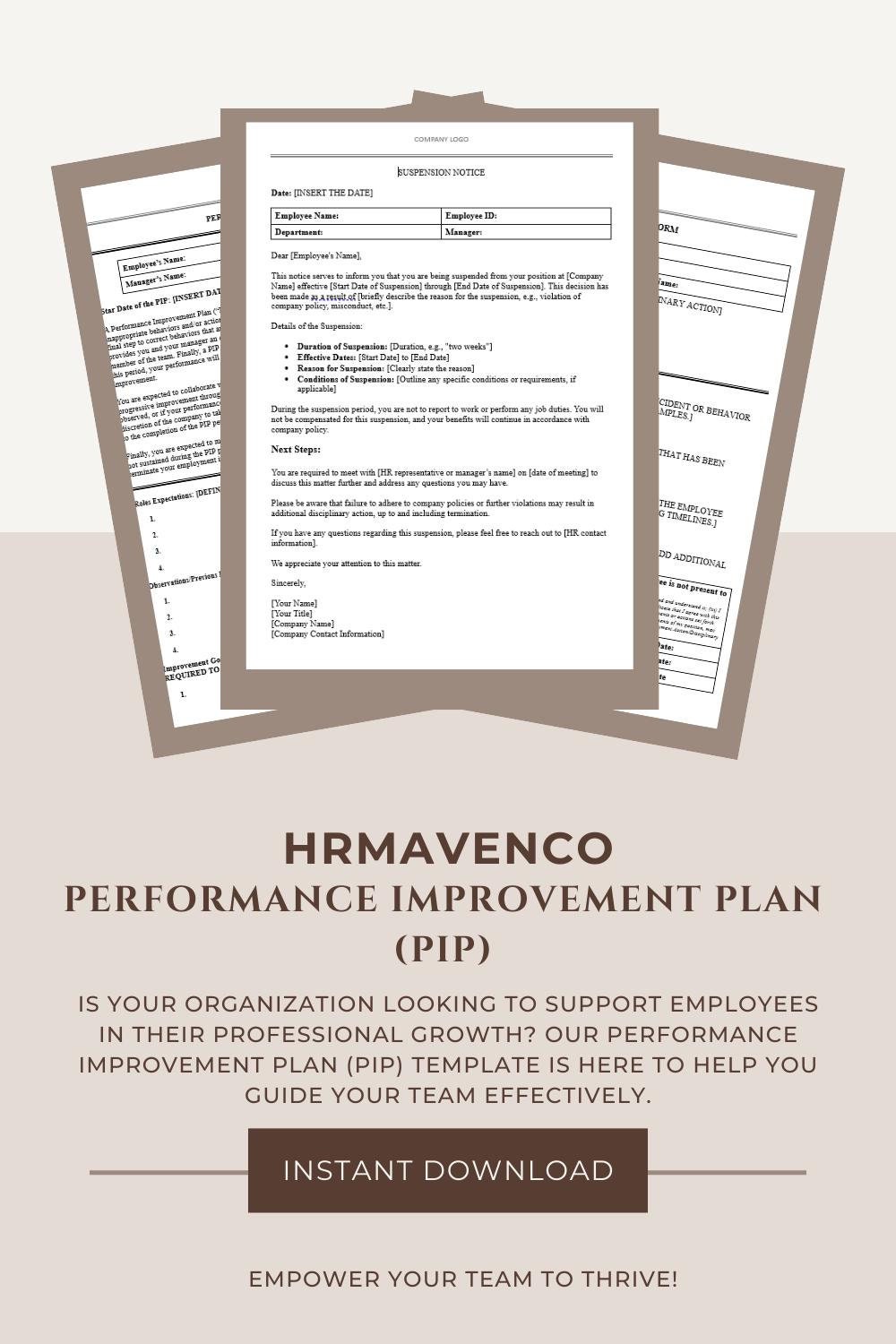 Customizable Performance Improvement Plan Template | Editable PIP ...