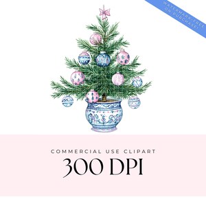 Chinoiserie Christmas Tree PNG Clipart, Watercolor Clipart, Christmas ...