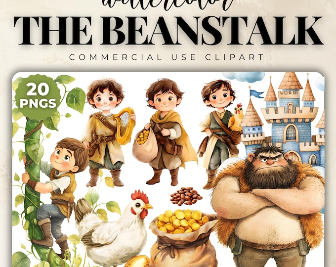 Jack and the Beanstalk Clipart: Fairytale Storybook Graphics (digital ...