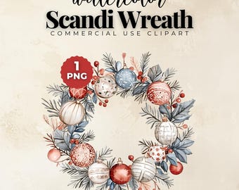 Scandi Christmas Ornament Clipart, DIGITAL DOWNLOAD, Nordic Xmas Bauble ...