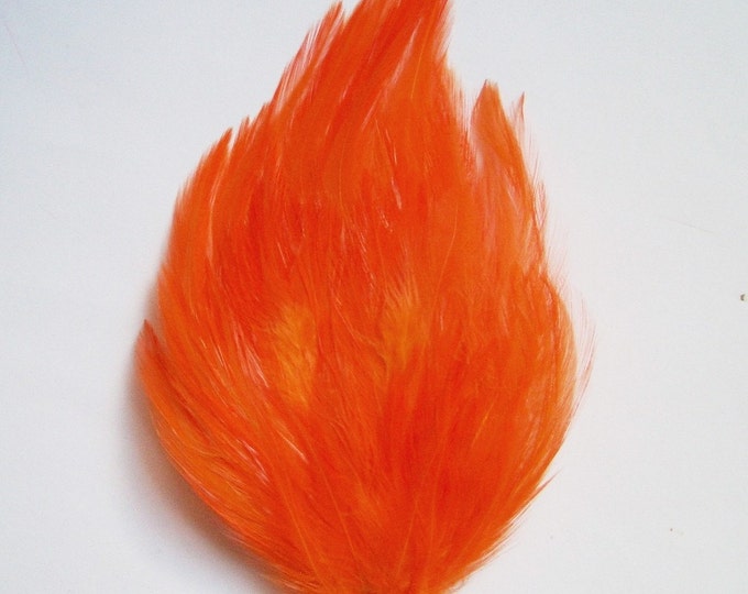 Set of 5 Feather Pads Feathers Orange Hackle Feather Pad - Etsy