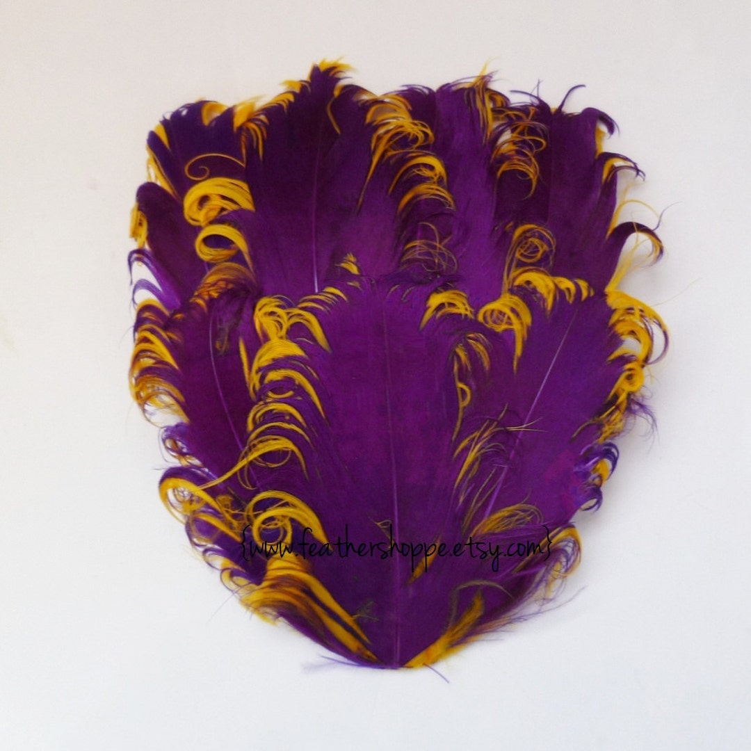 Set of 5 Purple on Gold Curled Goose Feather Pads - Etsy