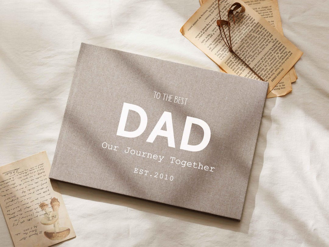 Personalized Father's Day Memory Book, Custom Linen Photo Album ...
