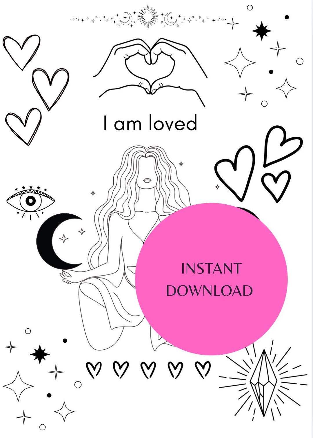 Self-love Affirmation Coloring Page: I Am Loved Intentional Drawing ...