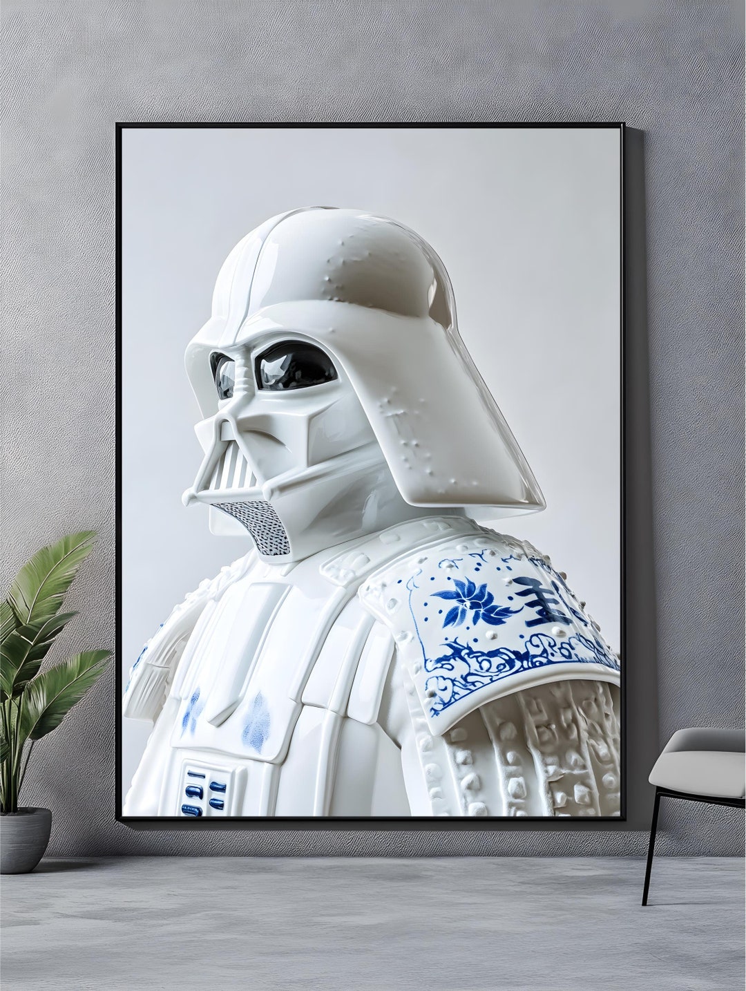 Darth Vader Samurai Art | White Samurai Sith Wall Art | Star Wars ...