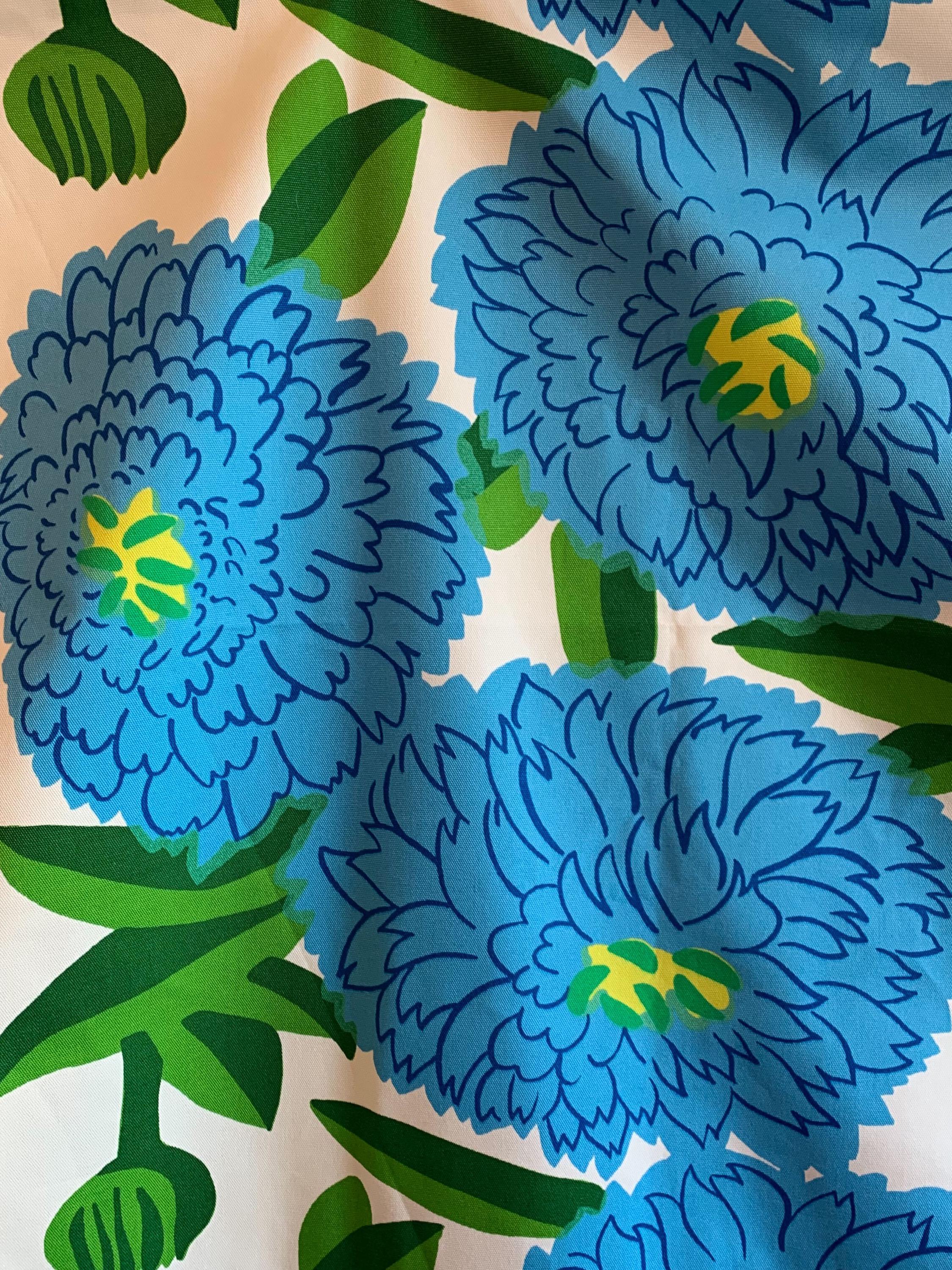 Marimekko Primavera Cotton Canvas Fabric: Light Blue Floral, 61"x39" - Etsy