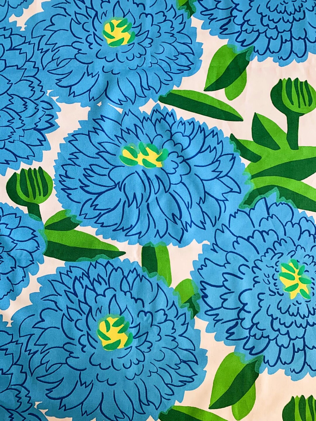 Marimekko "primavera" Rare Light Blue With Yellow Centers Collectible ...