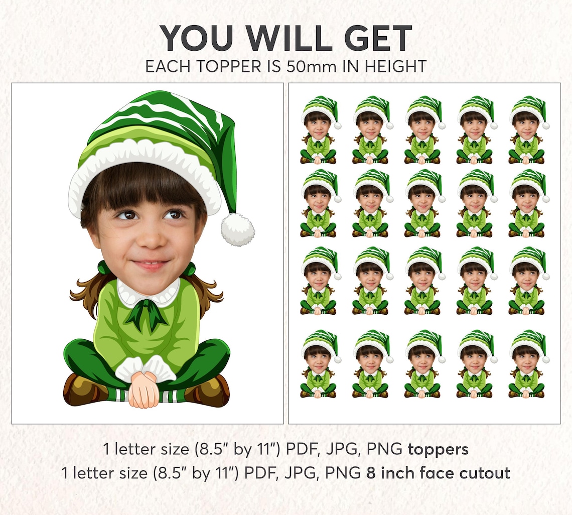 Christmas Photo Face Cut Out Elf Face Cut Out Christmas Faces Custom ...