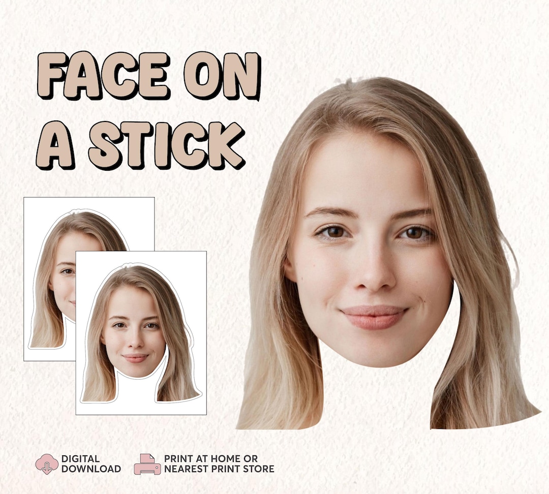 20 Face on a Stick Prop BIG Photo Face Stick Big Head on a Stick ...