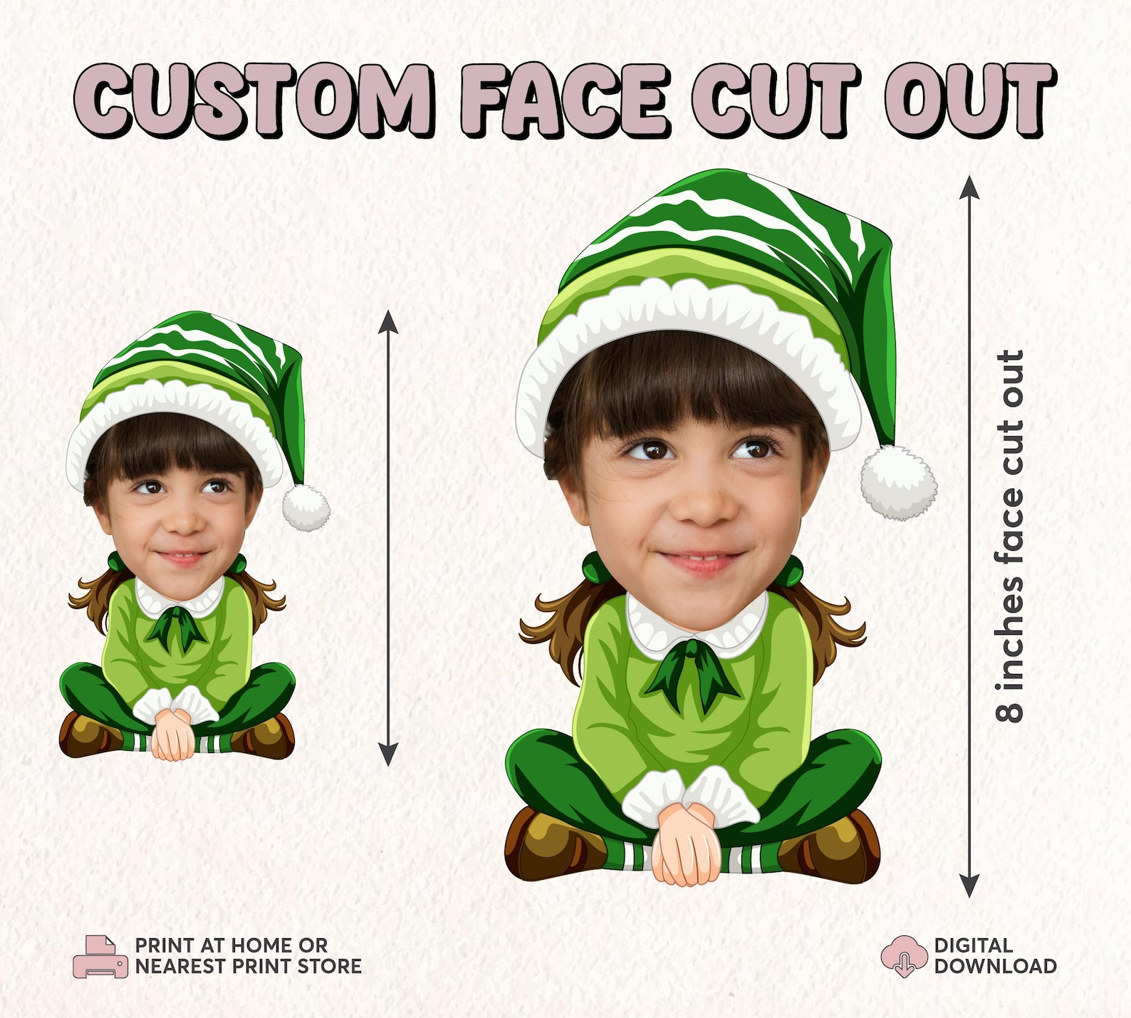 Christmas Photo Face Cut Out Elf Face Cut Out Christmas Faces Custom ...