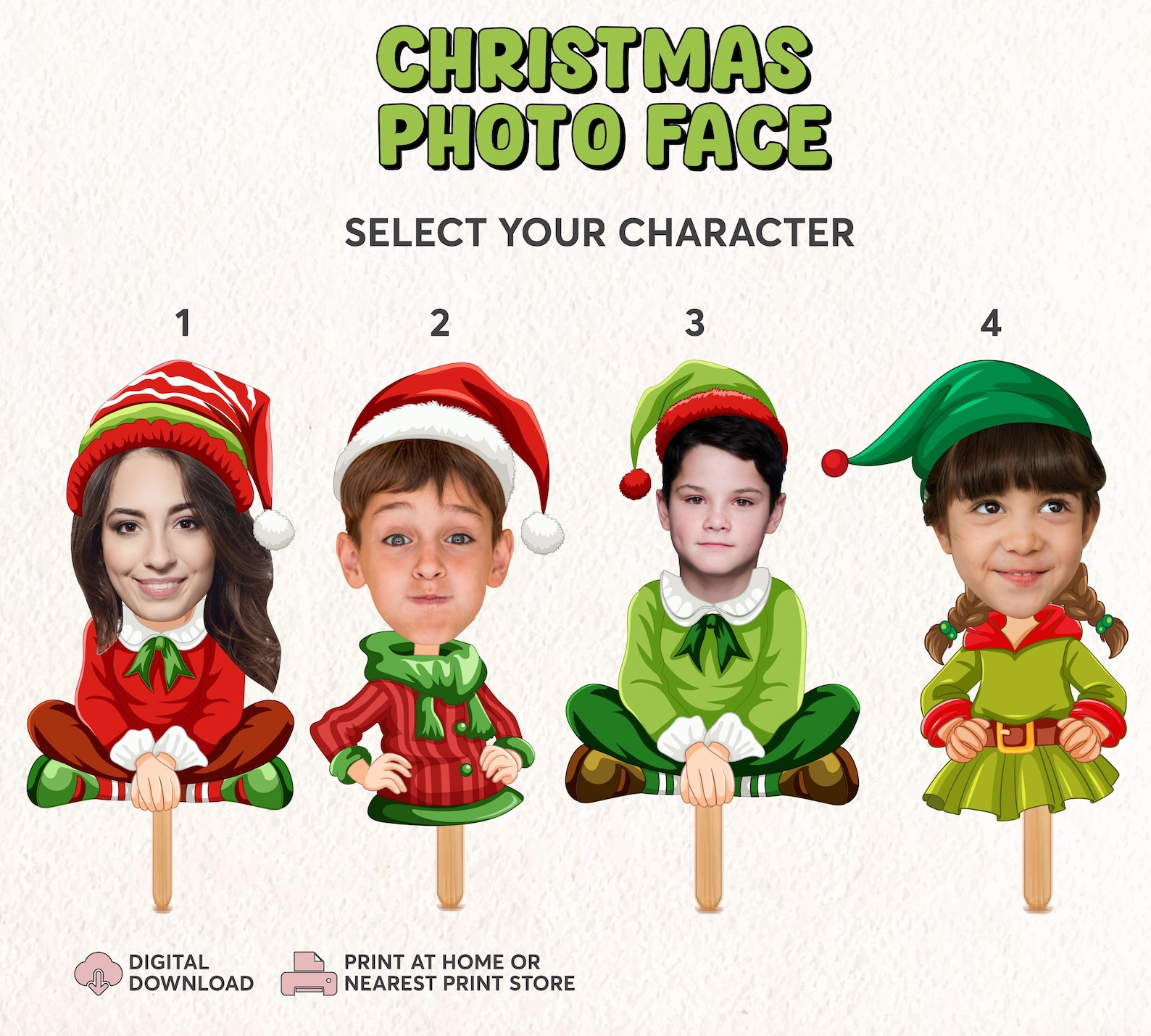 Christmas Photo Face Cut Out Christmas Craft Face on a Stick Christmas ...