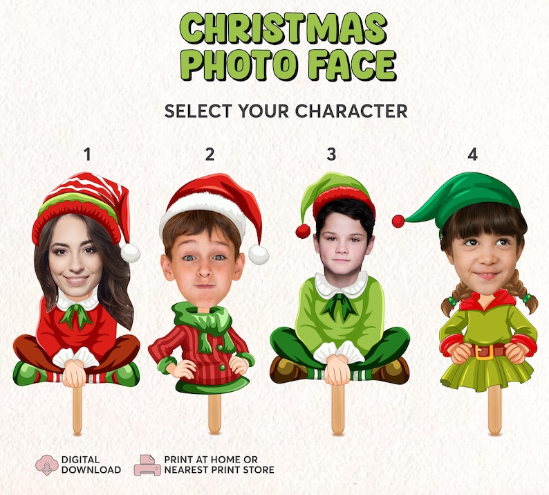 Christmas Photo Face Cut Out Christmas Craft Face on a Stick Christmas ...