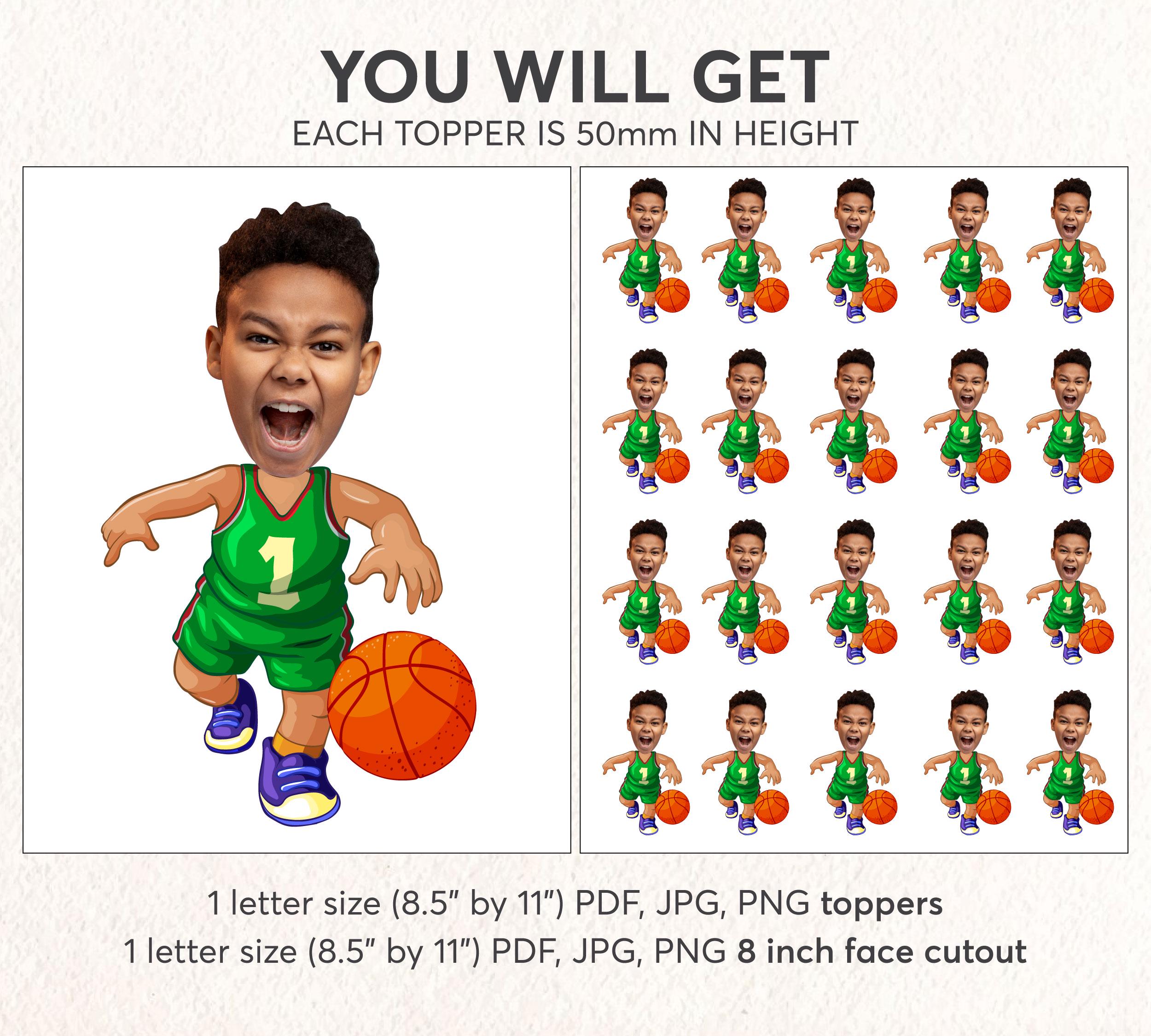 Custom Basketball Player Cupcake Toppers Basketball Jersey Face Cake ...