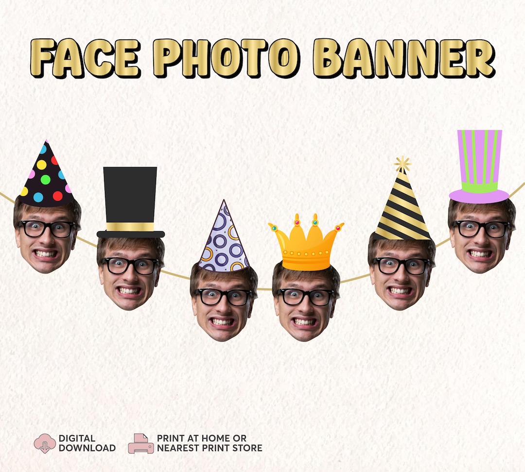 Custom Face Photo Banner Personalized Birthday Banner Customized Party ...