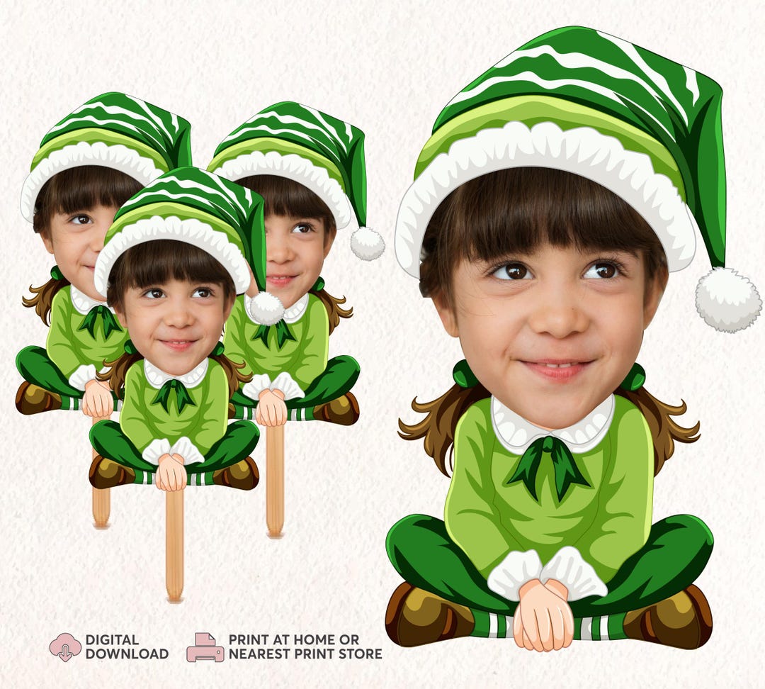 Christmas Photo Face Cut Out Elf Face Cut Out Christmas Faces Custom ...