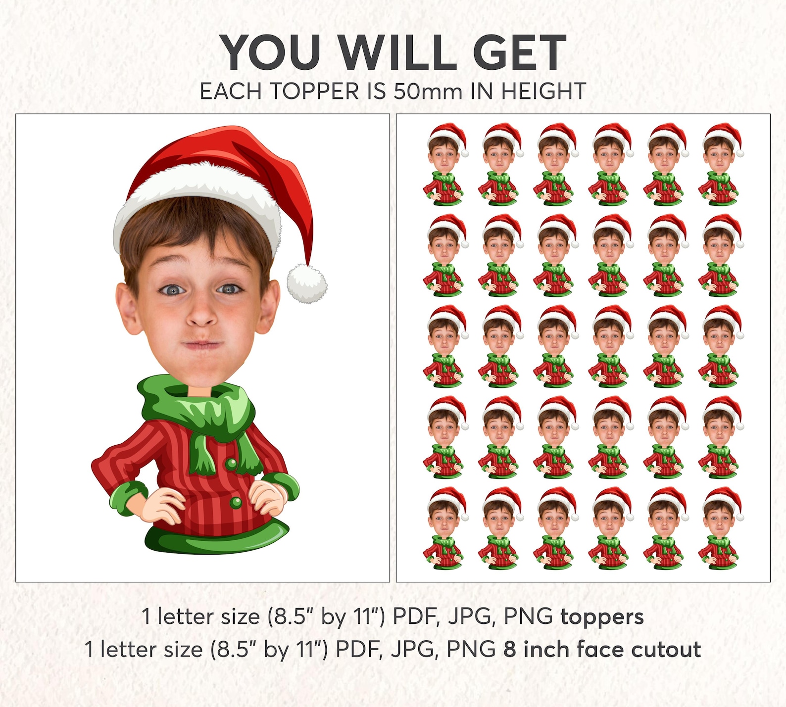 Christmas Photo Face Cut Out Christmas Craft Face on a Stick Christmas ...