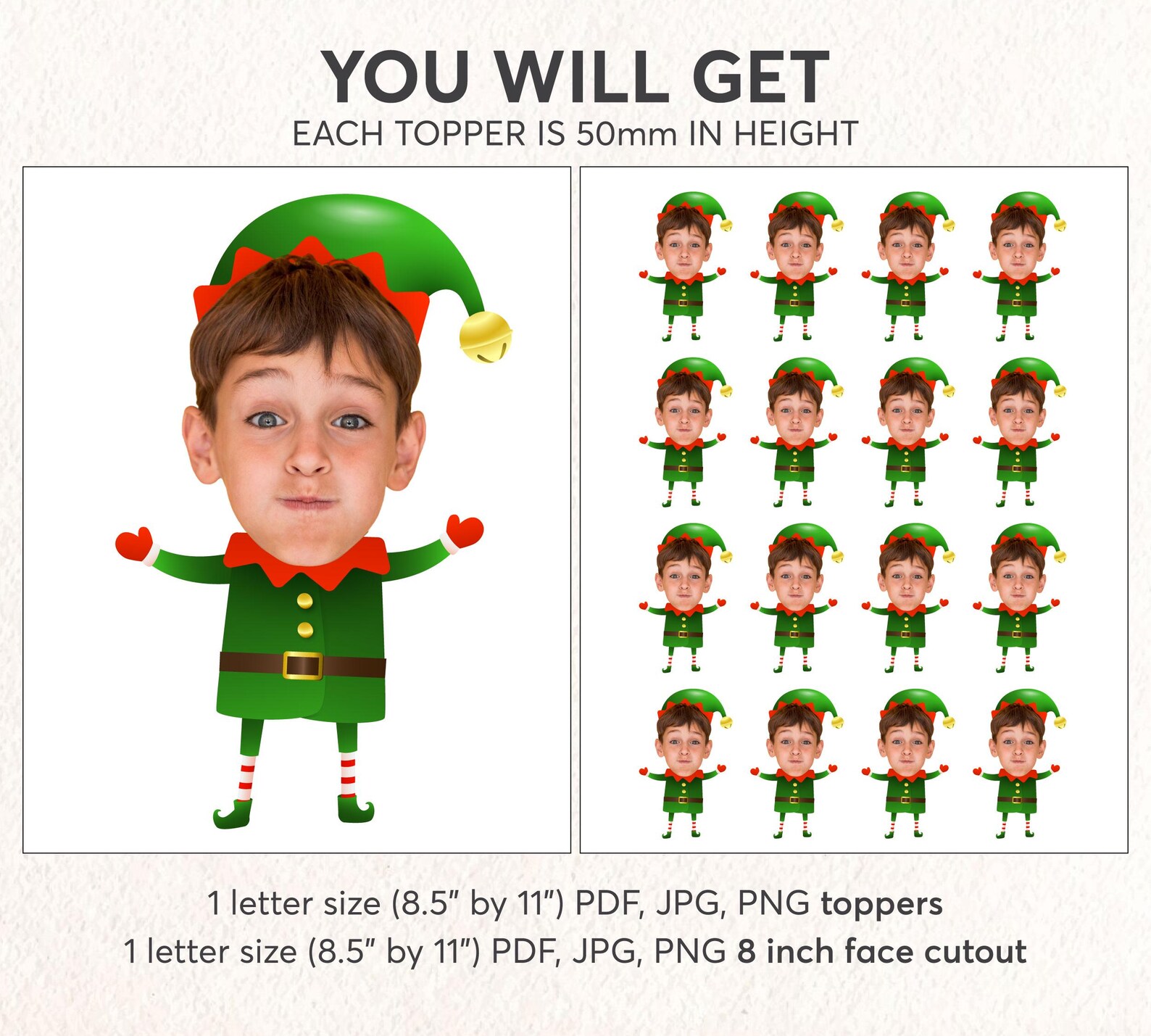 Christmas Photo Face Cut Out Elf Face Cut Out Christmas Faces Custom ...
