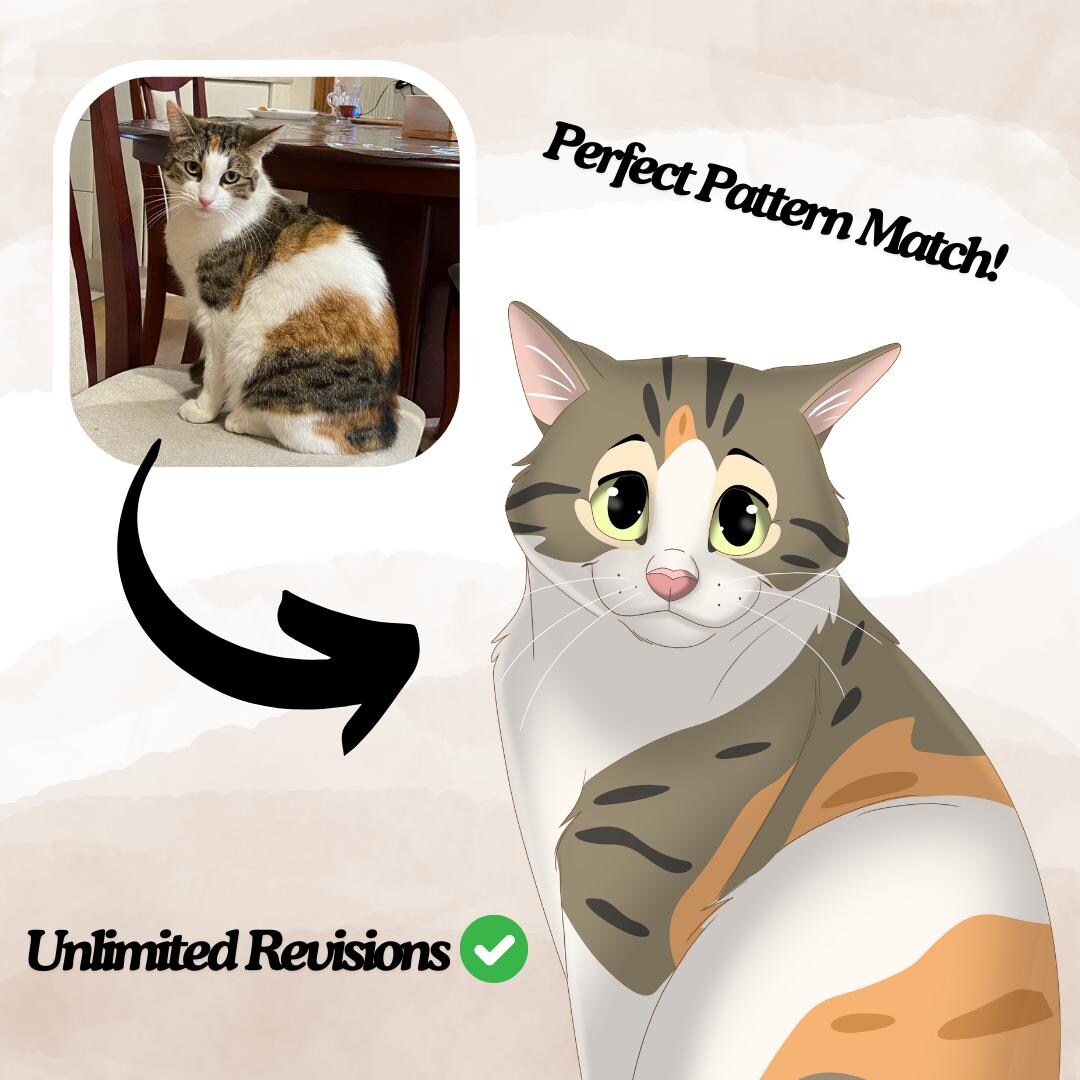 Custom Hand-drawn Cartoon Pet Portrait Turn Your Pet Into a Disney ...