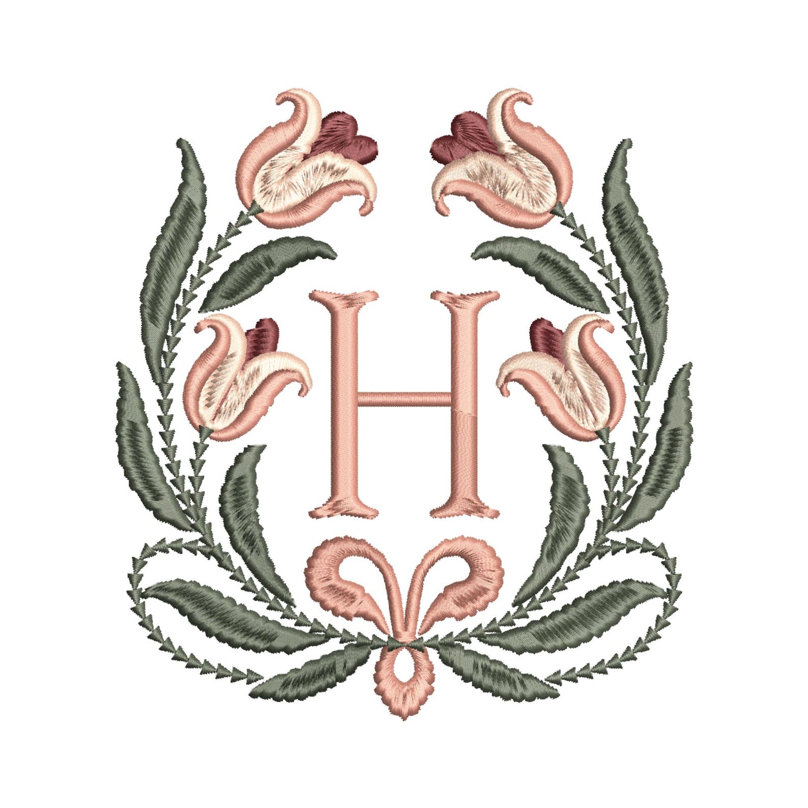 Tulip Crest Monogram Embroidery Design | Floral Frame Alphabet Machine ...