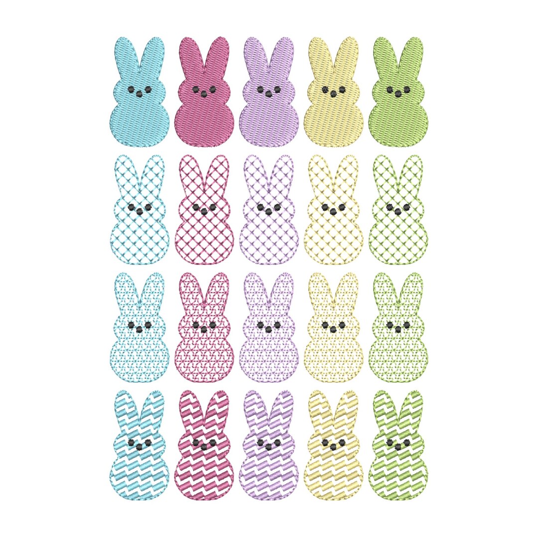 Easter Bunny Embroidery Design File | 2 Styles (individual & Row), 4 ...