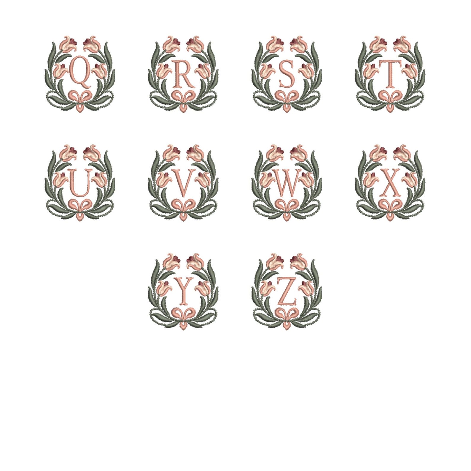Tulip Crest Monogram Embroidery Design | Floral Frame Alphabet Machine ...
